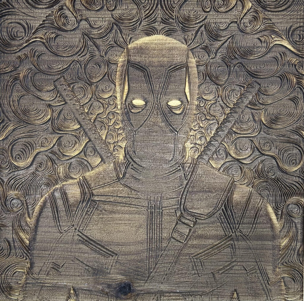 3D DEADPOOL 2ND PROJECT ON PINE BOARD - Newfie Laser Productions