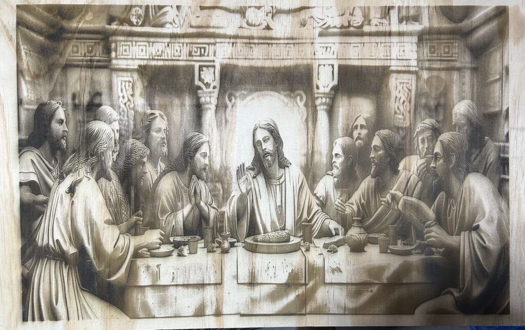 LARGE PORTRAIT Of JESUS THE LAST SUPPER LASER ENGRAVED ON 1/4" PINE ...