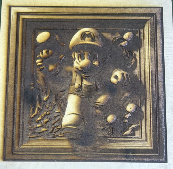 3D SUPER MARIO DEEP LASER ENGRAVED ON PINE - Newfie Laser Productions