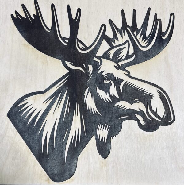 3D DEEP LASER ENGRAVED BULL MOOSE HEAD - Newfie Laser Productions