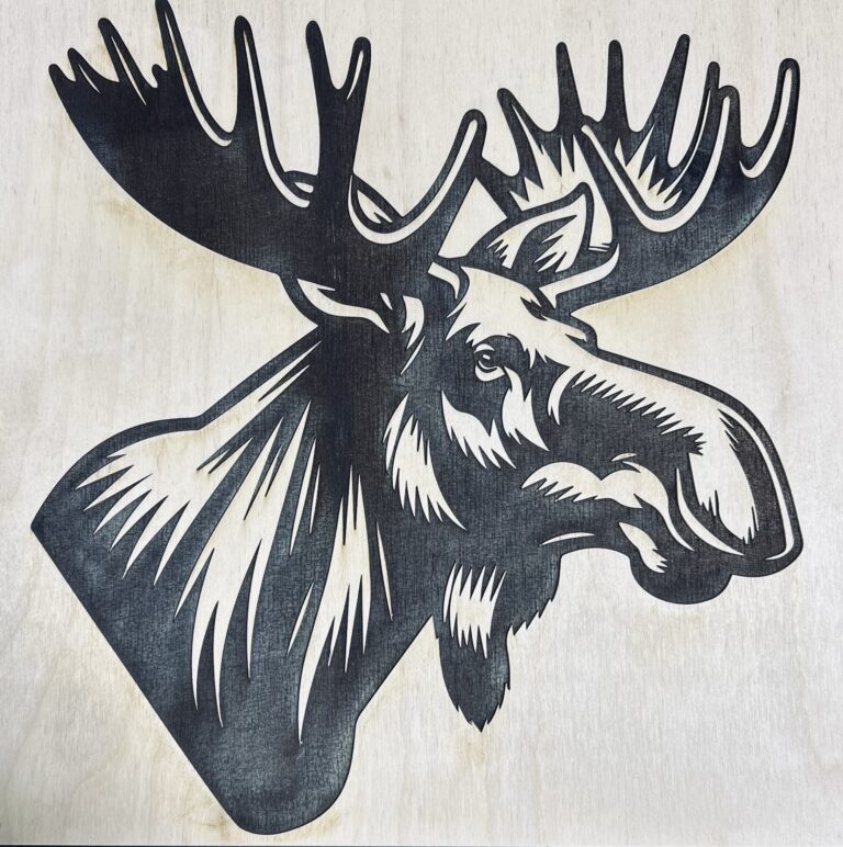 3D DEEP LASER ENGRAVED BULL MOOSE HEAD - Newfie Laser Productions