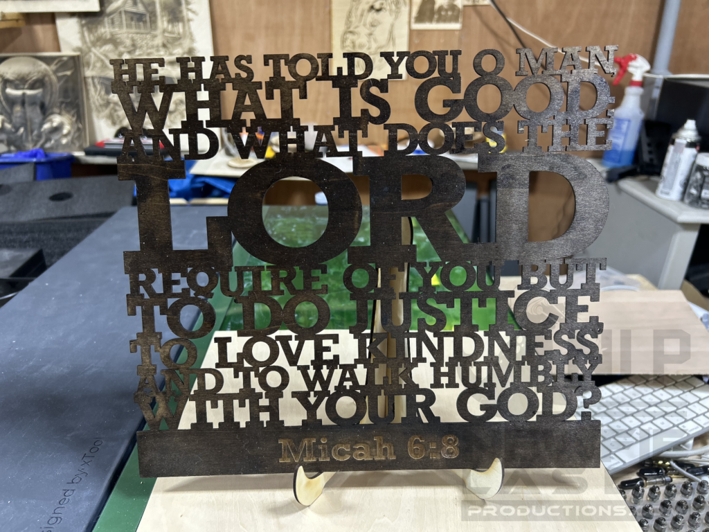 3D LASER CUTOUT BIBLE VERSE HE HAS TOLD YOU - Newfie Laser Productions