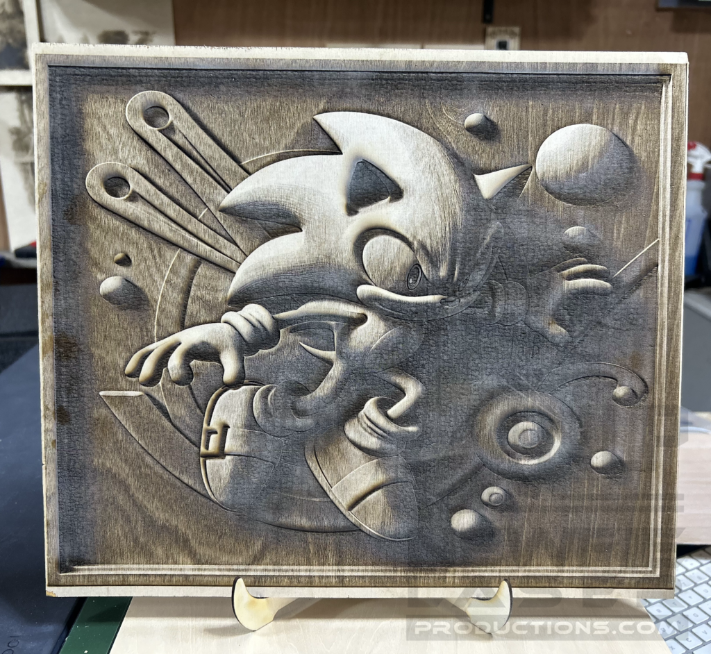3D LASER ENGRAVED ILLUSION OF SONIC THE HEDGEHOG - Newfie Laser Productions